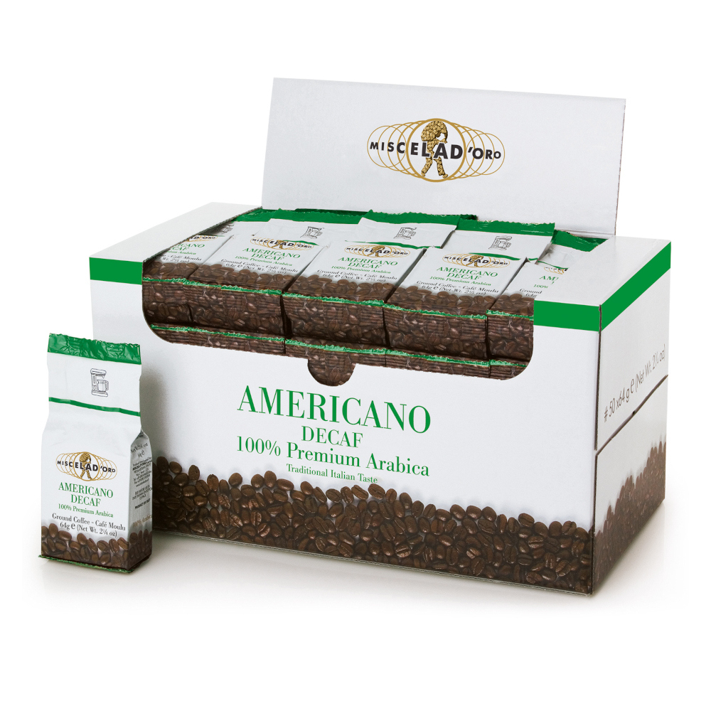 Americano Premium Decaf Ground Coffee [50 x 2.25 oz. packs] | Miscela d ...